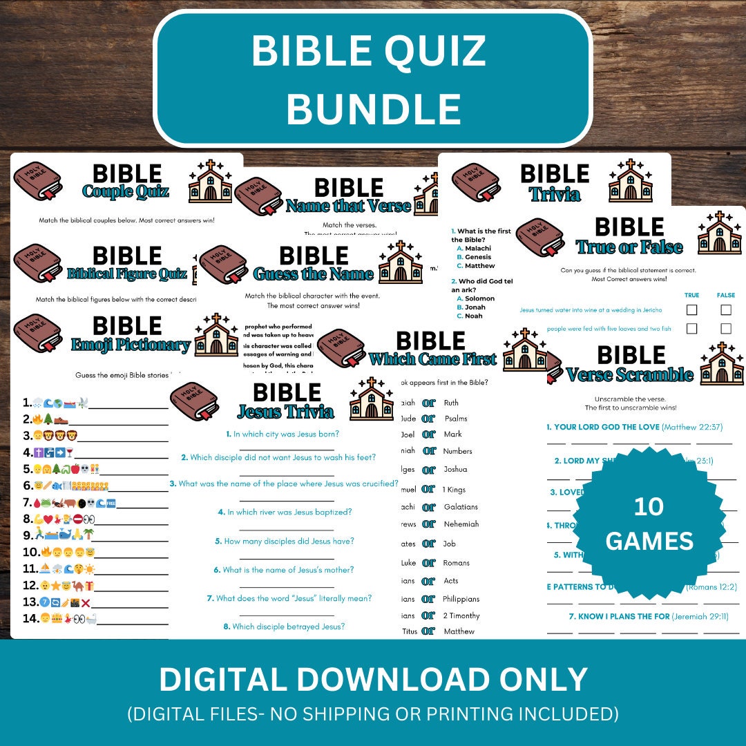 Printable Bible Quiz Bundle | Emoji Pictionary | Name That Verse ...
