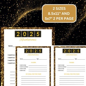 Printable New Years 2024 Year in Review 2025 Resolutions Printable 2025 ...