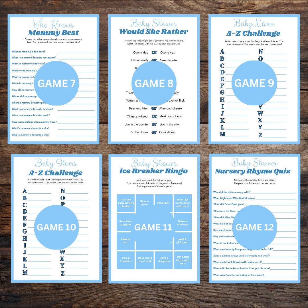 Printable Baby Shower Game Bundle | Baby Shower Games | Baby Shower ...