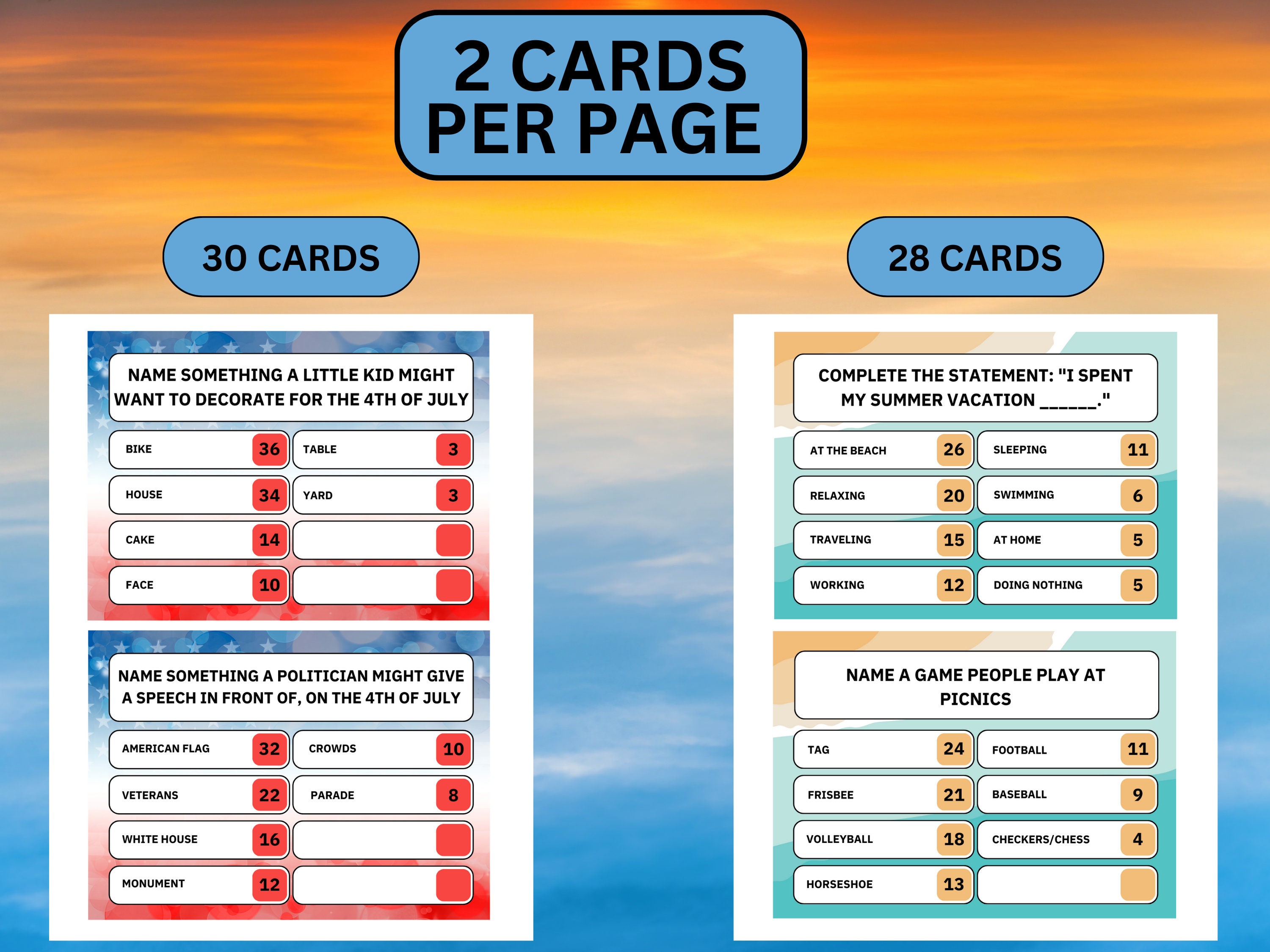 Printable 4th of July Feud Game | Independence Day Friendly Feud Game ...