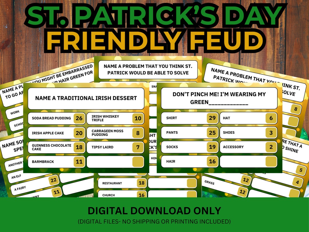 Printable St. Patrick's Day Feud Game | St. Patrick's Day Family Feud ...