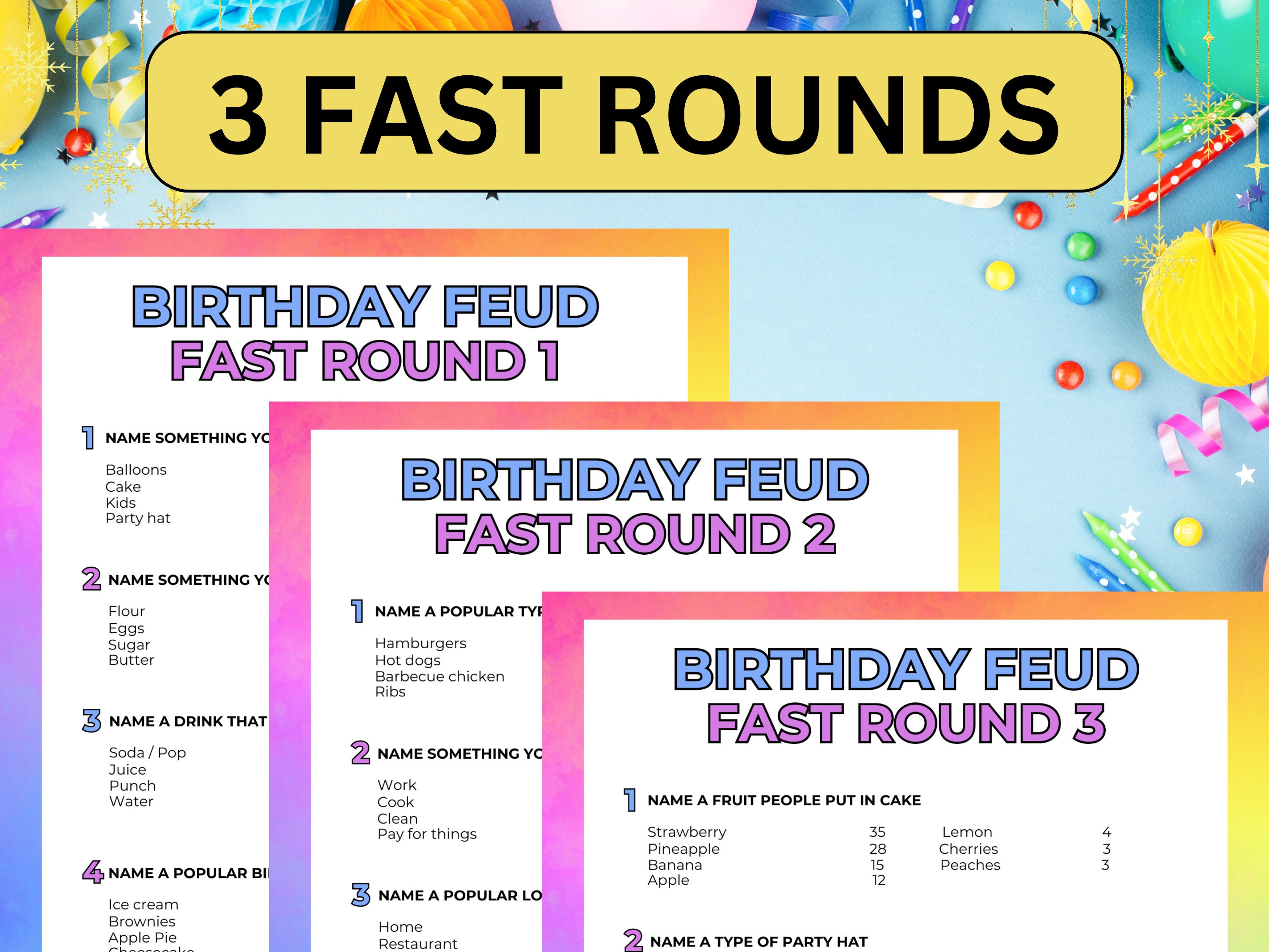 Birthday Friendly Feud | Birthday Party Game | Family Game Night ...