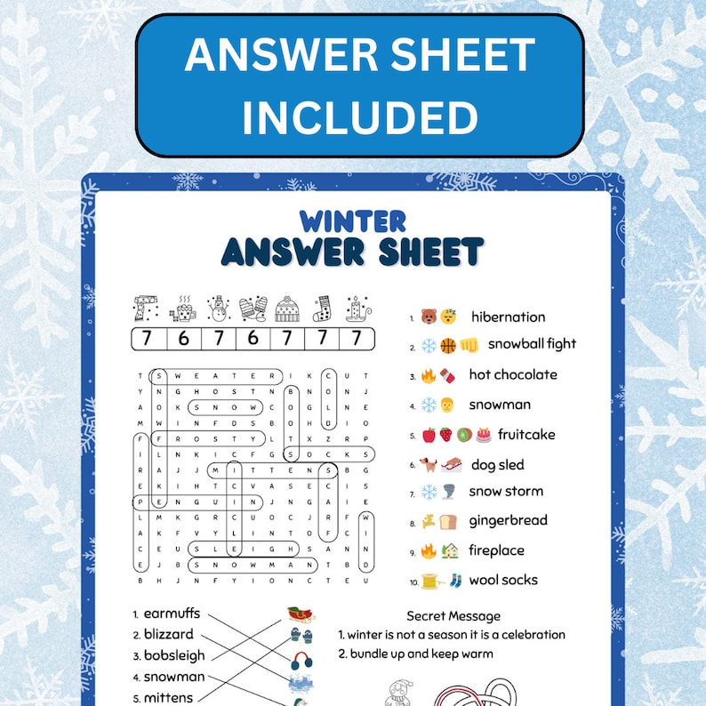 Printable Winter Activity Bundle | Coloring Pages | Word Search | Word ...