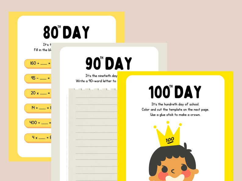 100th Day of School | 100 Days of School Printable for Kids | 100th Day ...