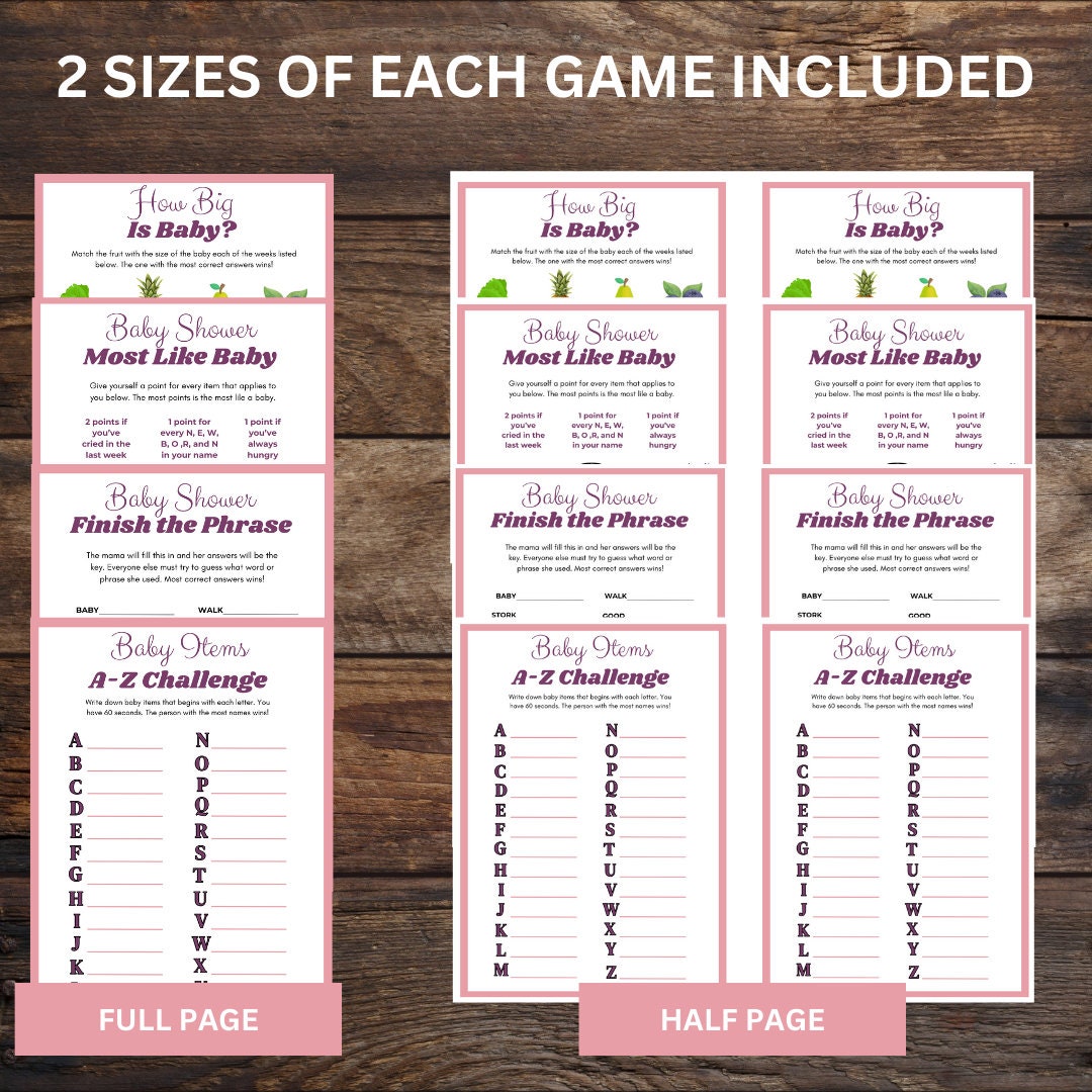 Printable Baby Shower Game Bundle | Baby Shower Games | Baby Shower ...