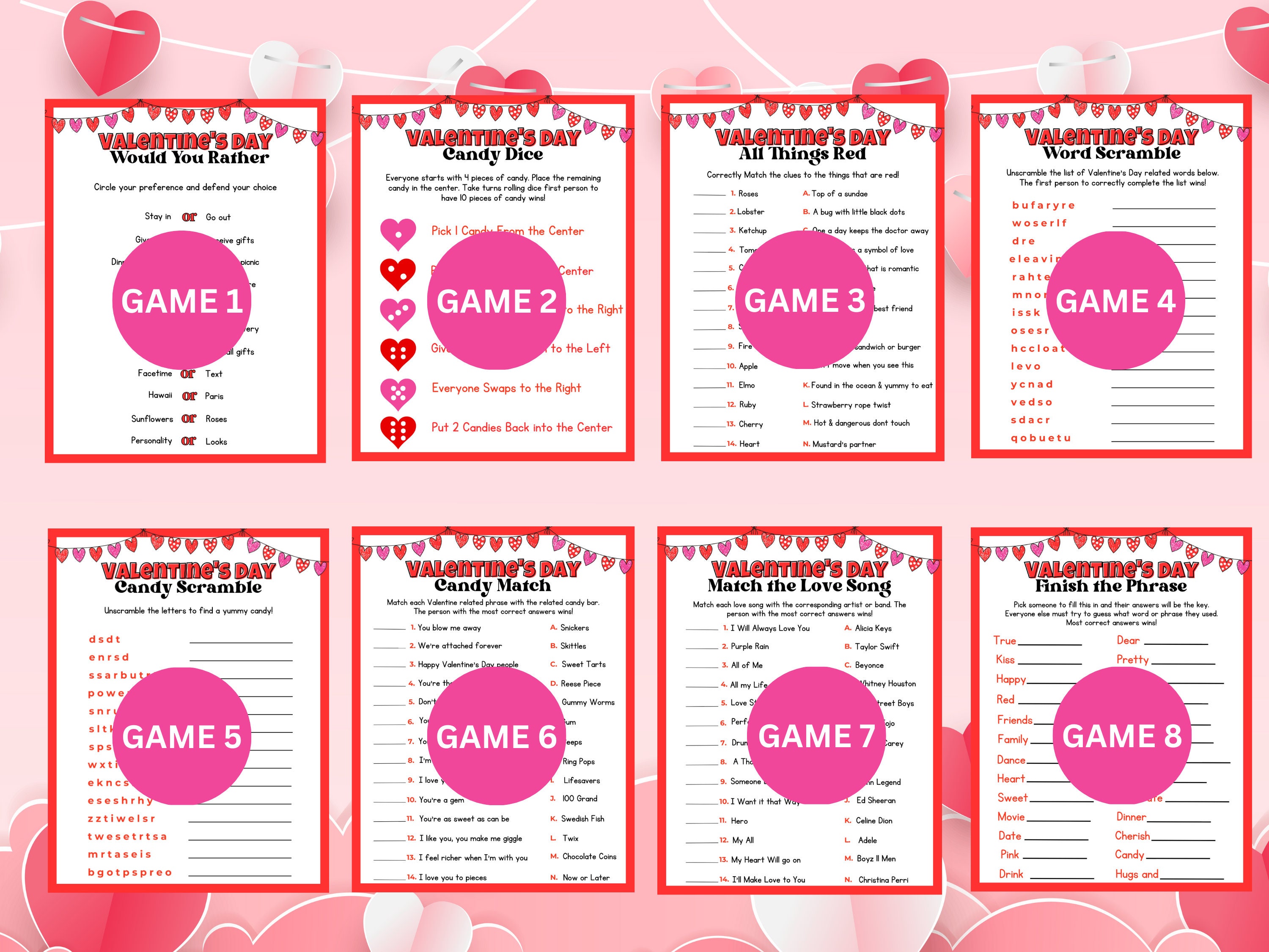 Printable Valentine's Day Games Bundle | Valentines Party Game Package ...