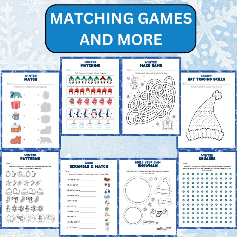 Printable Winter Activity Bundle | Coloring Pages | Word Search | Word ...