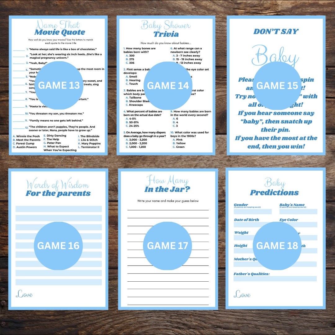 Printable Baby Shower Game Bundle | Baby Shower Games | Baby Shower ...