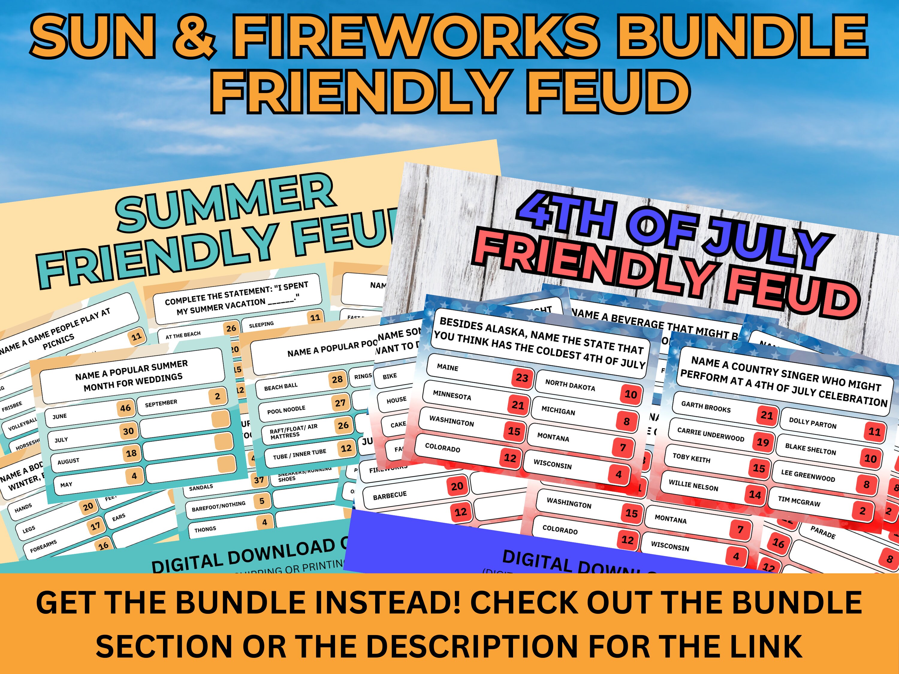 Printable 4th of July Feud Game | Independence Day Friendly Feud Game ...