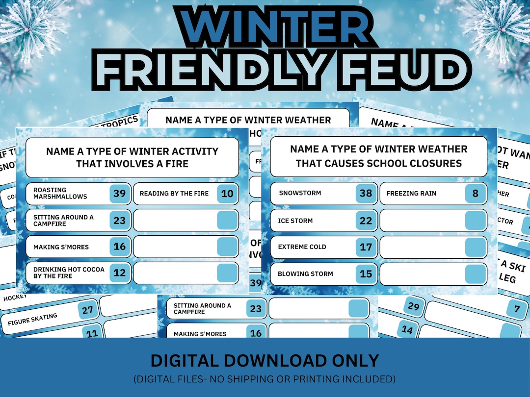 Printable Winter Feud Game | Winter Family Feud Game Show | Winter ...