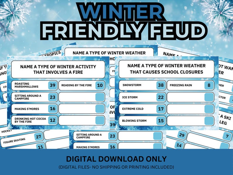 Printable Winter Feud Game | Winter Family Feud Game Show | Winter ...