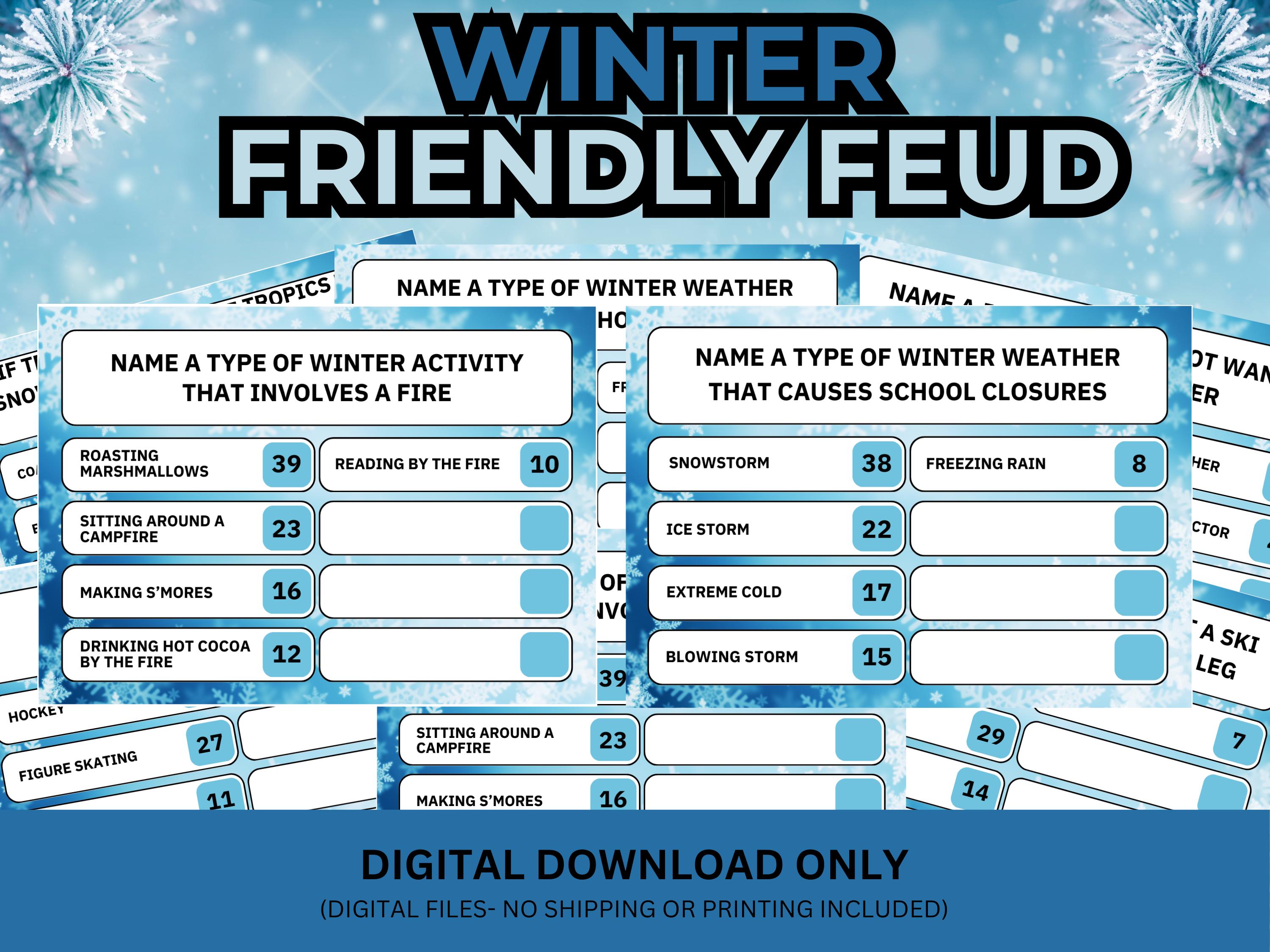 Printable Winter Feud Game | Winter Family Feud Game Show | Winter ...
