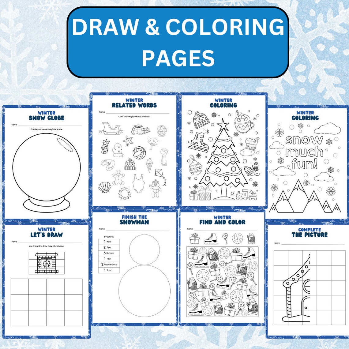 Printable Winter Activity Bundle | Coloring Pages | Word Search | Word ...