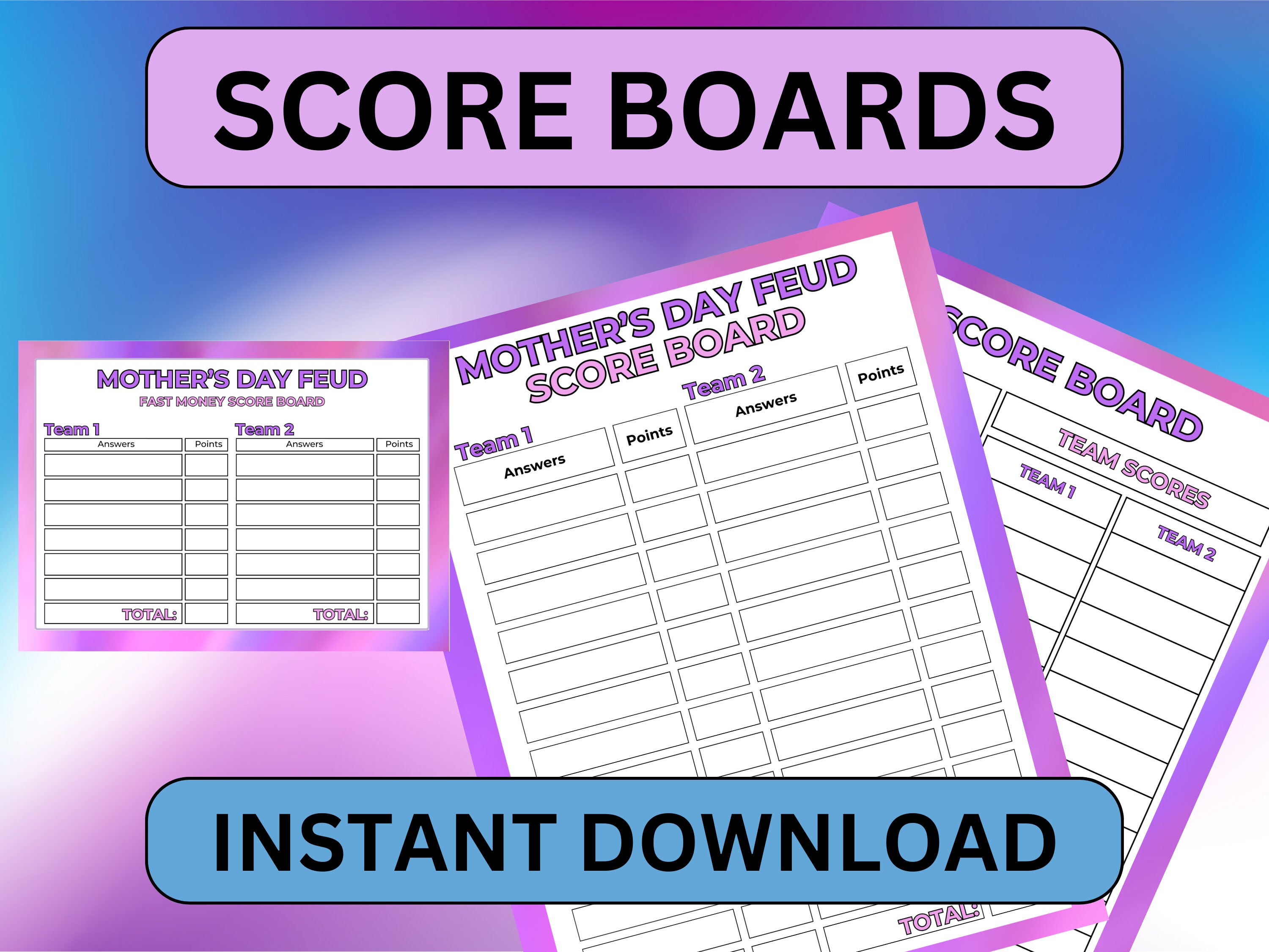 Printable Mother's Day Feud Game | Printable Father's Day Feud Game ...