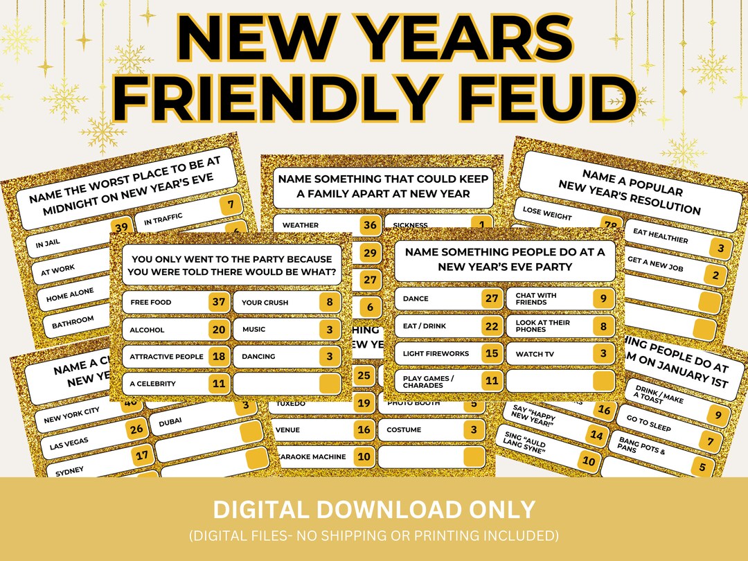 Printable New Years Friendly Feud Game | New Years Party Game Printable ...