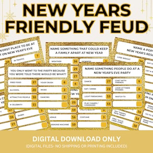 Printable New Years Friendly Feud Game | New Years Party Game Printable ...