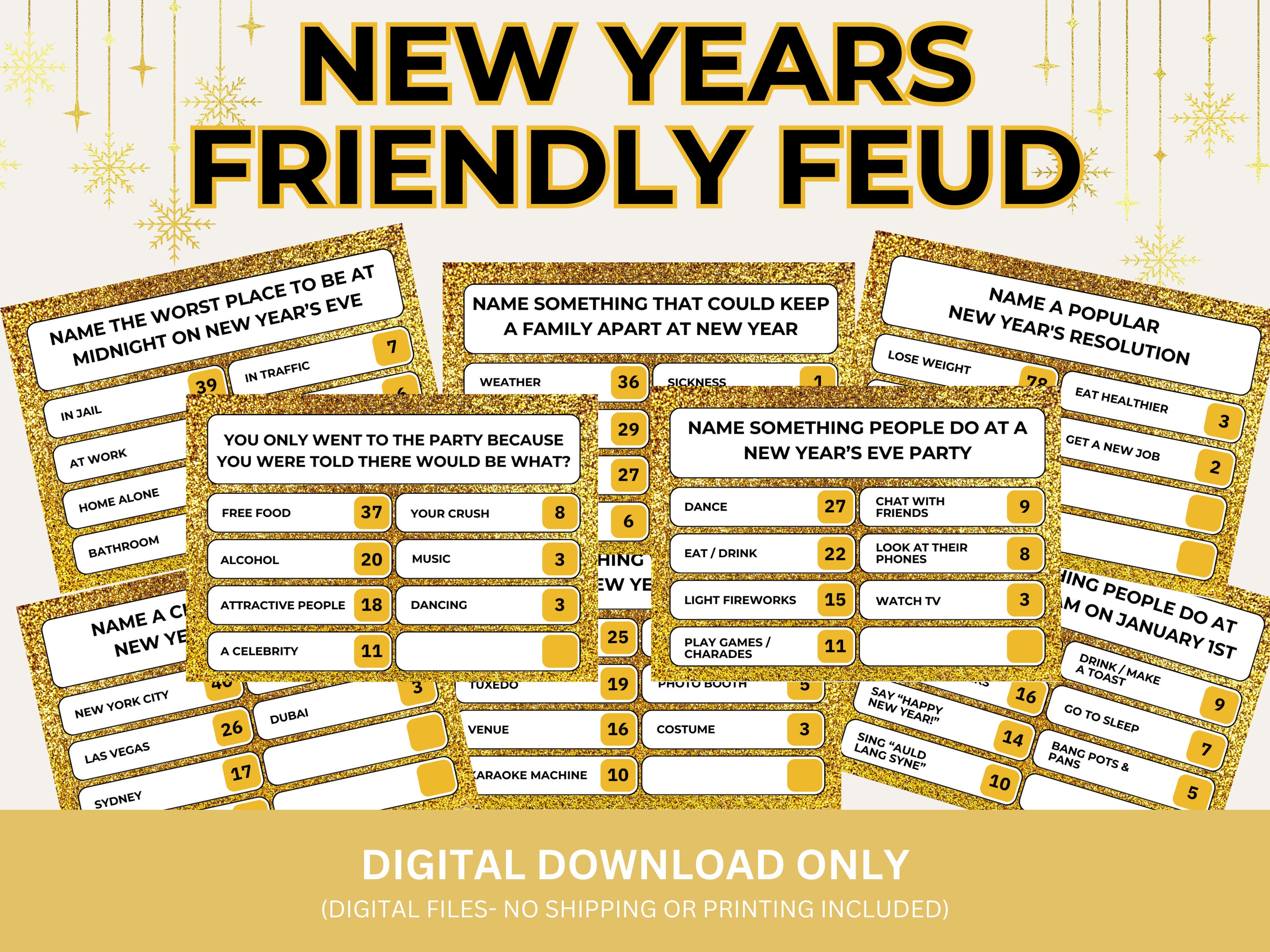 Printable New Years Friendly Feud Game | New Years Party Game Printable ...