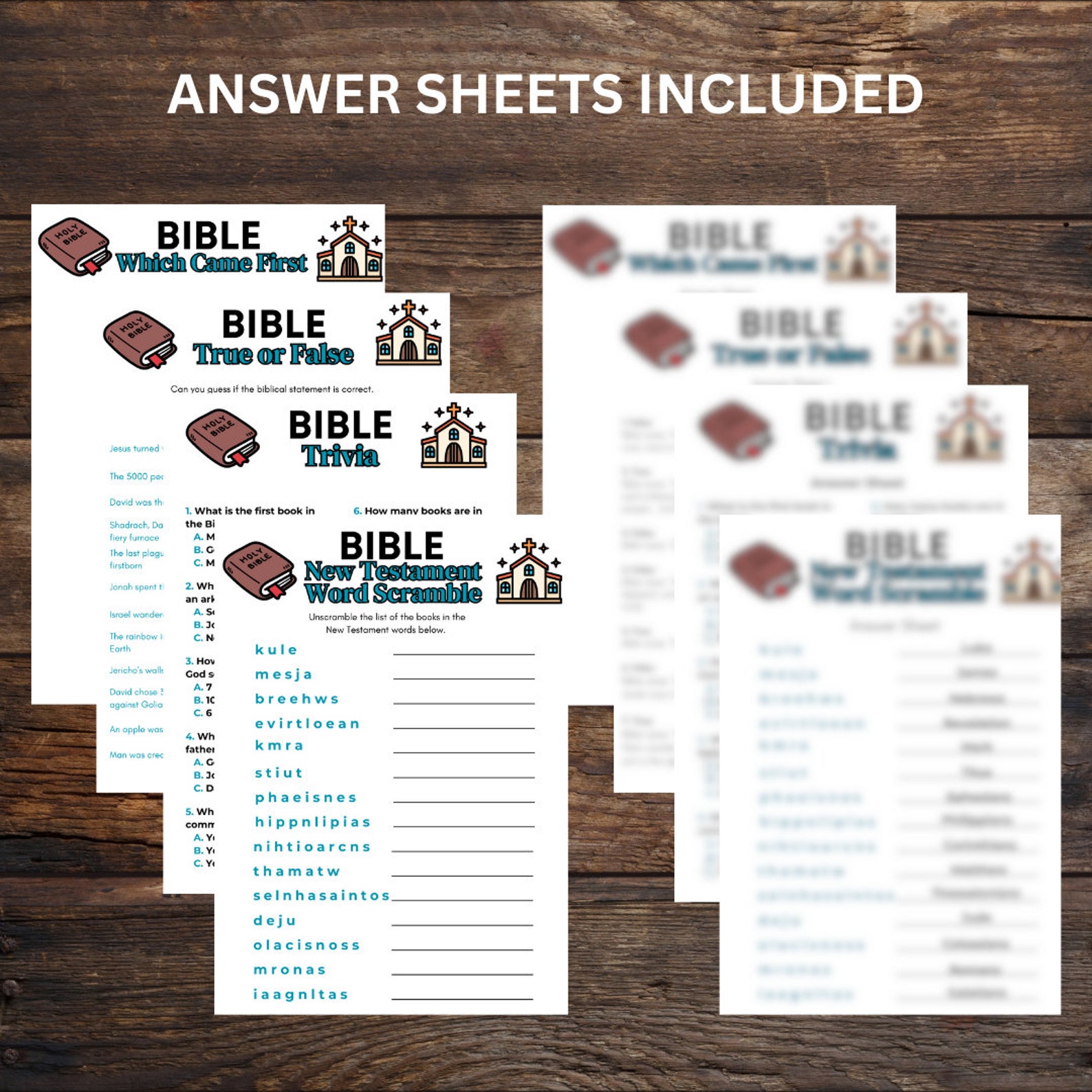 Printable Bible Games Bundle, Bible Trivia, Bible Games for Adults ...