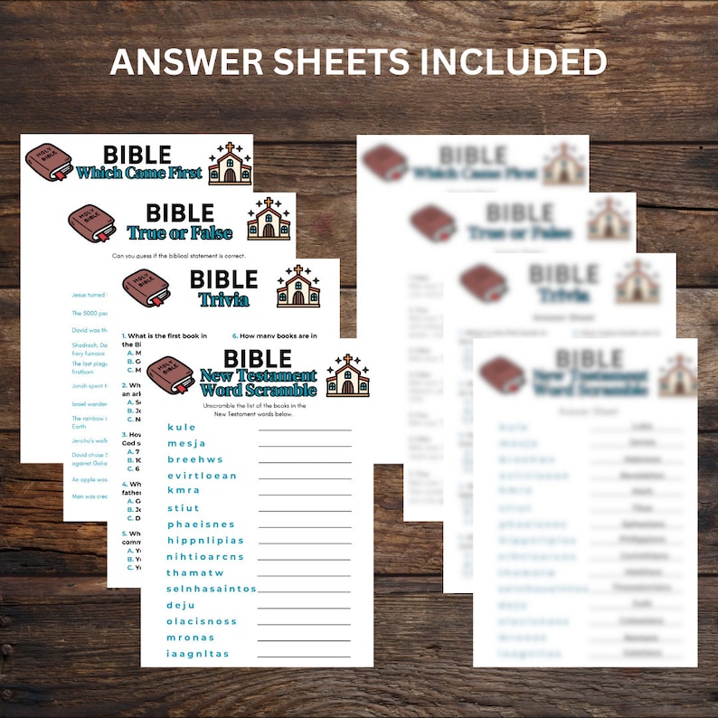 Printable Bible Games Bundle, Bible Trivia, Bible Games for Adults ...