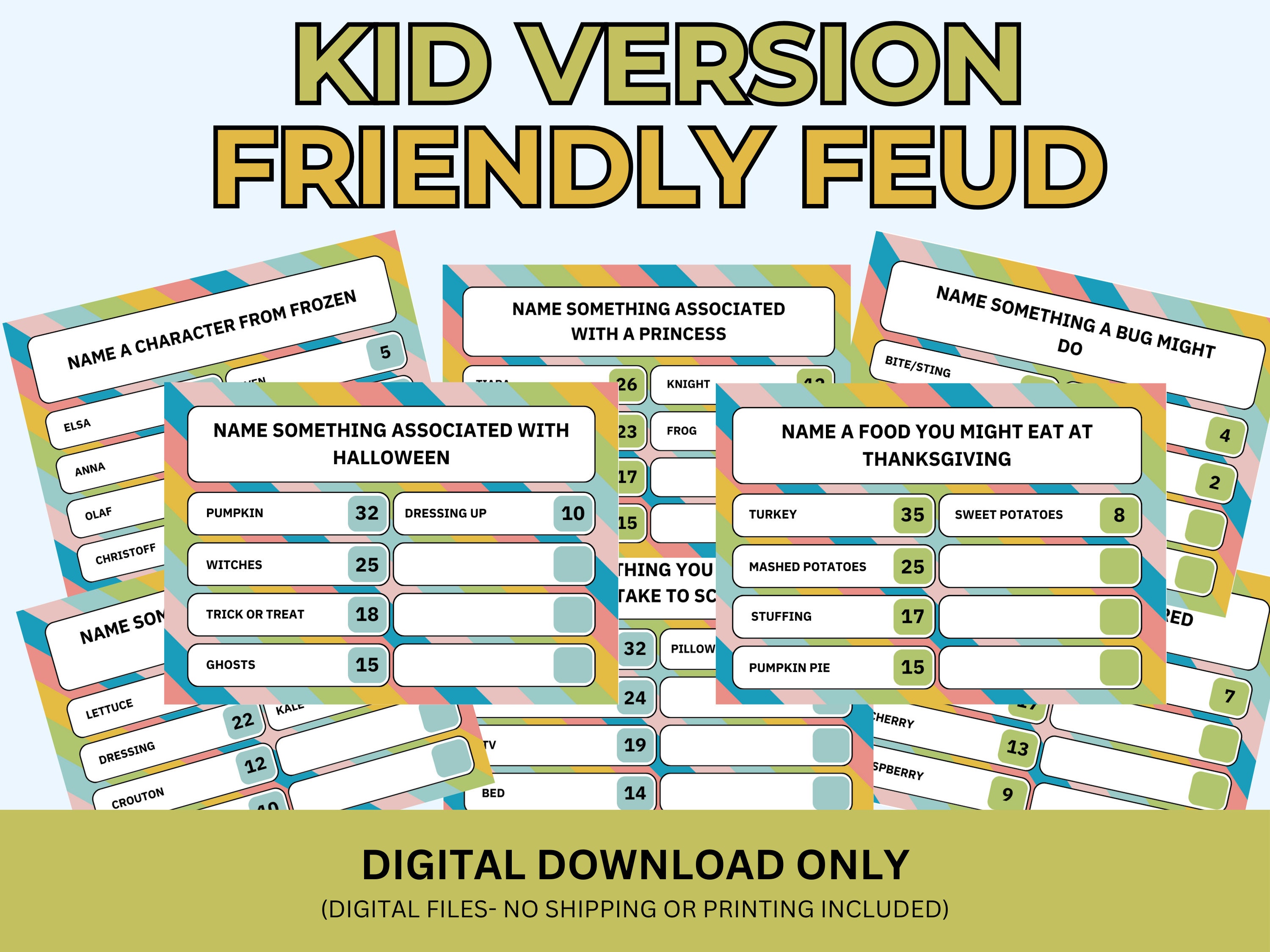 Kid Version Friendly Feud Game | Printable Family Feud Questions ...