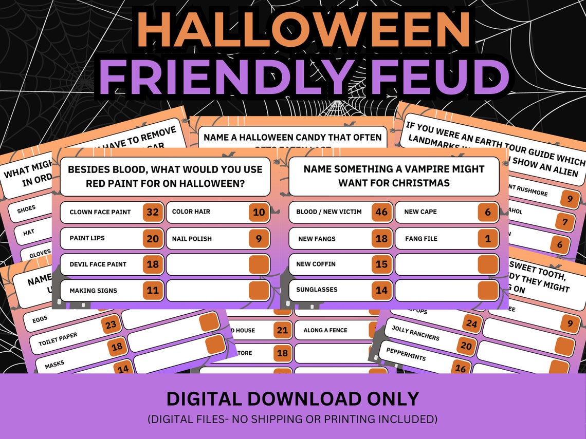 Printable Halloween Feud Game | Halloween Friendly Feud Game ...