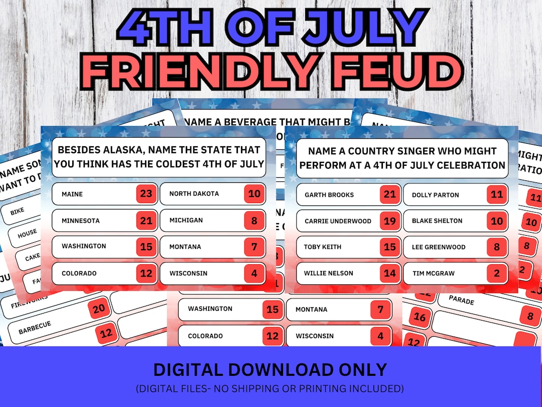 Printable 4th of July Feud Game | Independence Day Friendly Feud Game ...