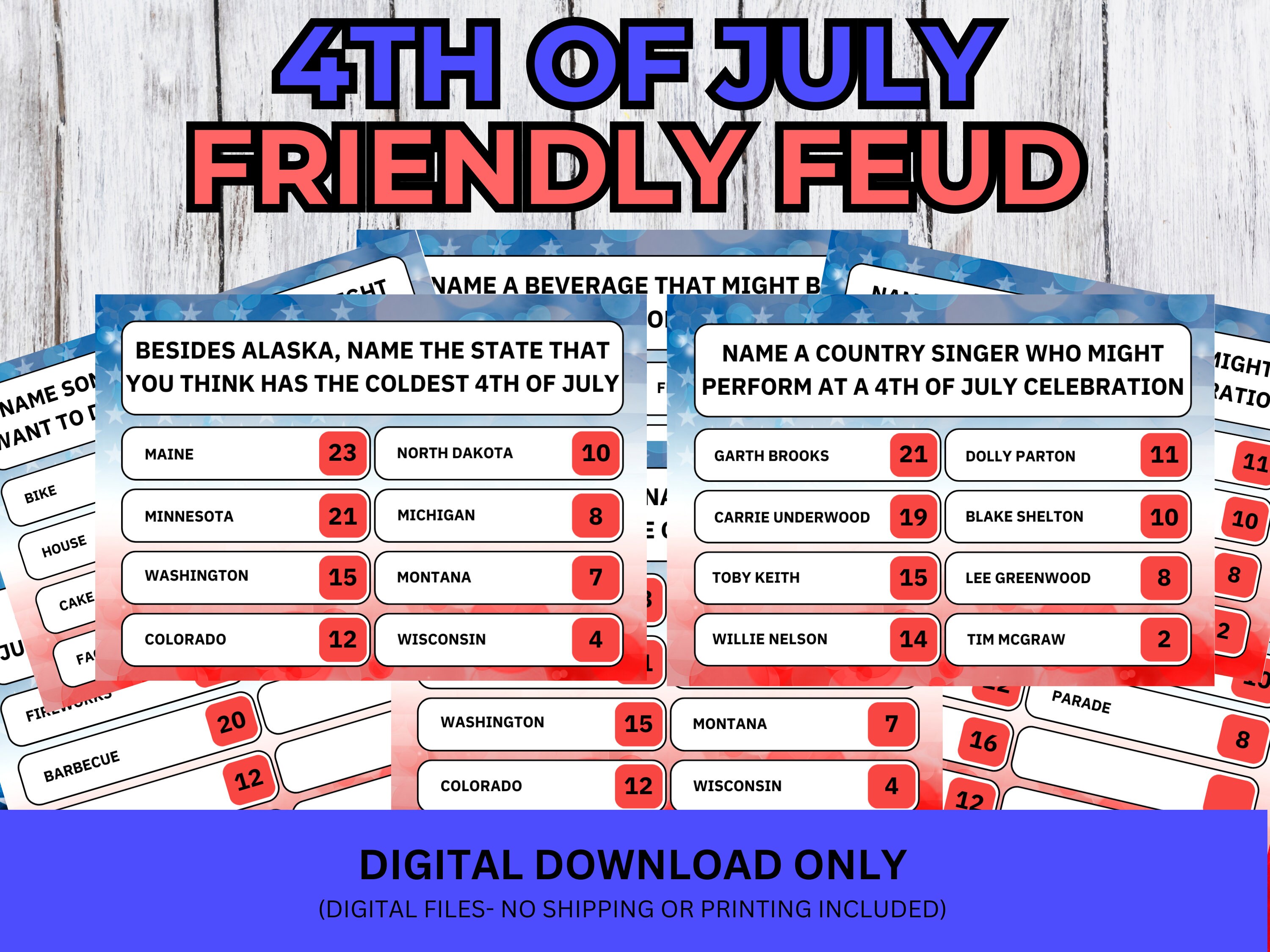 Printable 4th of July Feud Game | Independence Day Friendly Feud Game ...