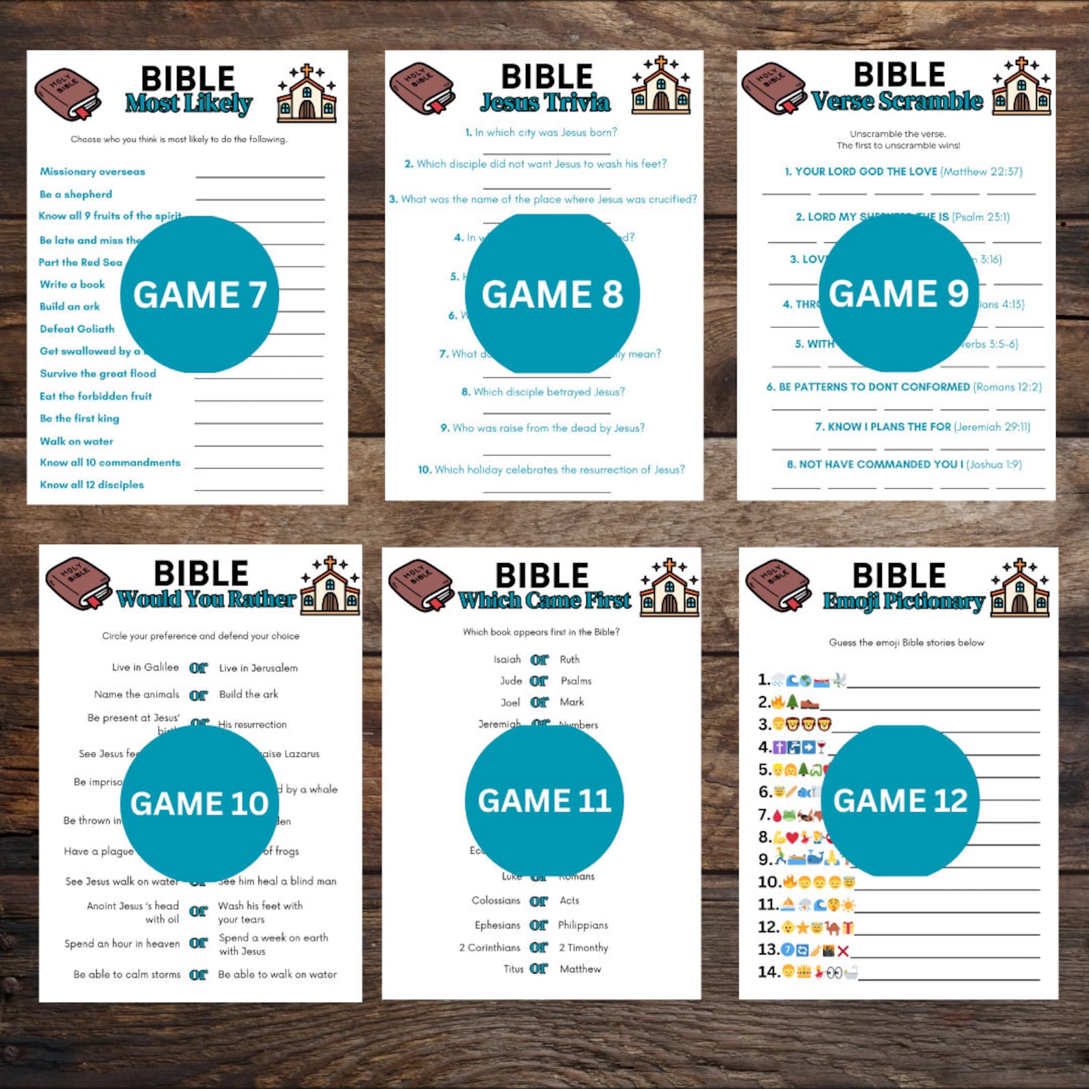 Printable Bible Games Bundle, Bible Trivia, Bible Games for Adults ...