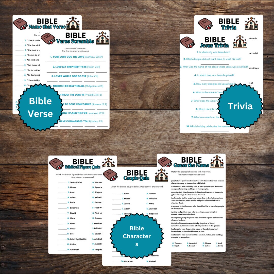 Printable Bible Quiz Bundle | Emoji Pictionary | Name That Verse ...