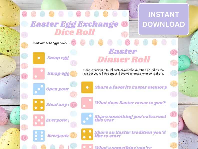 Easter Dice Game | Printable Easter Games | Party Games | Easter ...