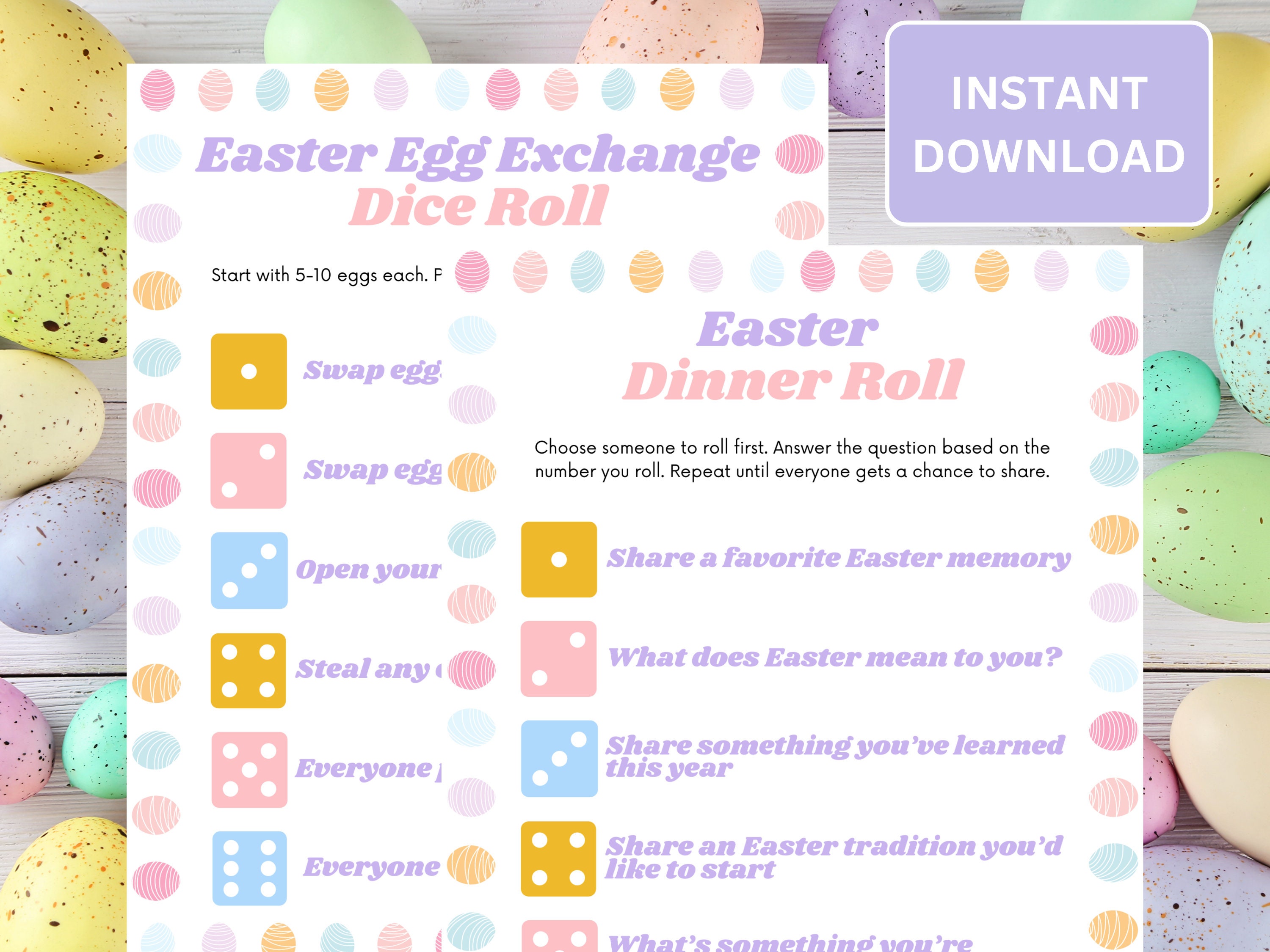 Easter Dice Game | Printable Easter Games | Party Games | Easter ...