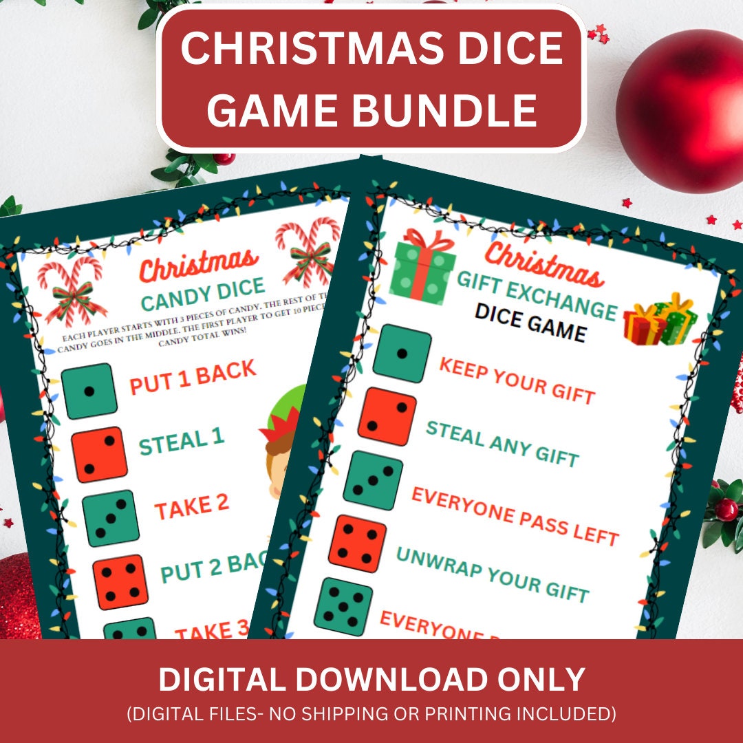 Printable Christmas Gift Exchange Dice Game Christmas Candy Dice Game ...
