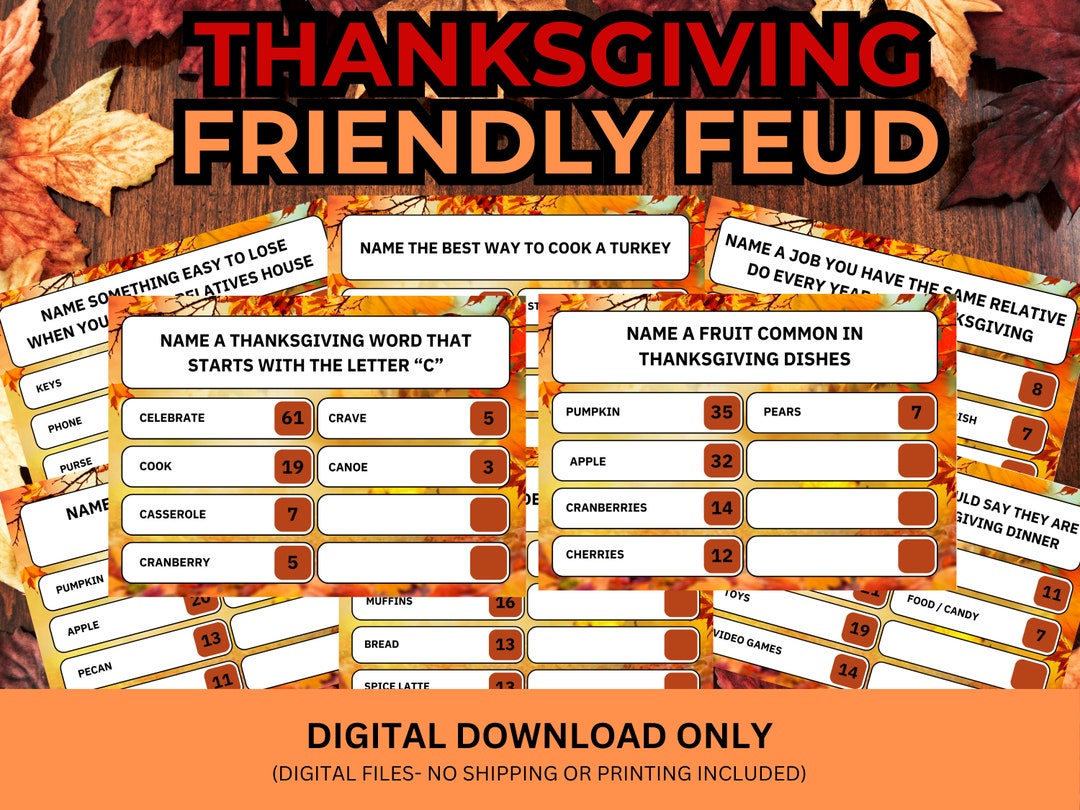 Printable Thanksgiving Feud Game | Thanksgiving Friendly Feud Game ...