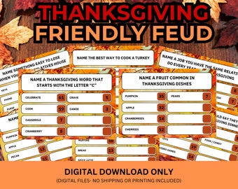 Thanksgiving Friendly Feud Game | Thanksgiving Party Games ...