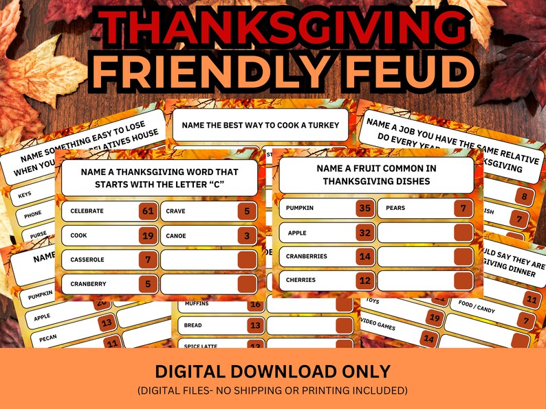 Printable Thanksgiving Feud Game | Thanksgiving Friendly Feud Game ...