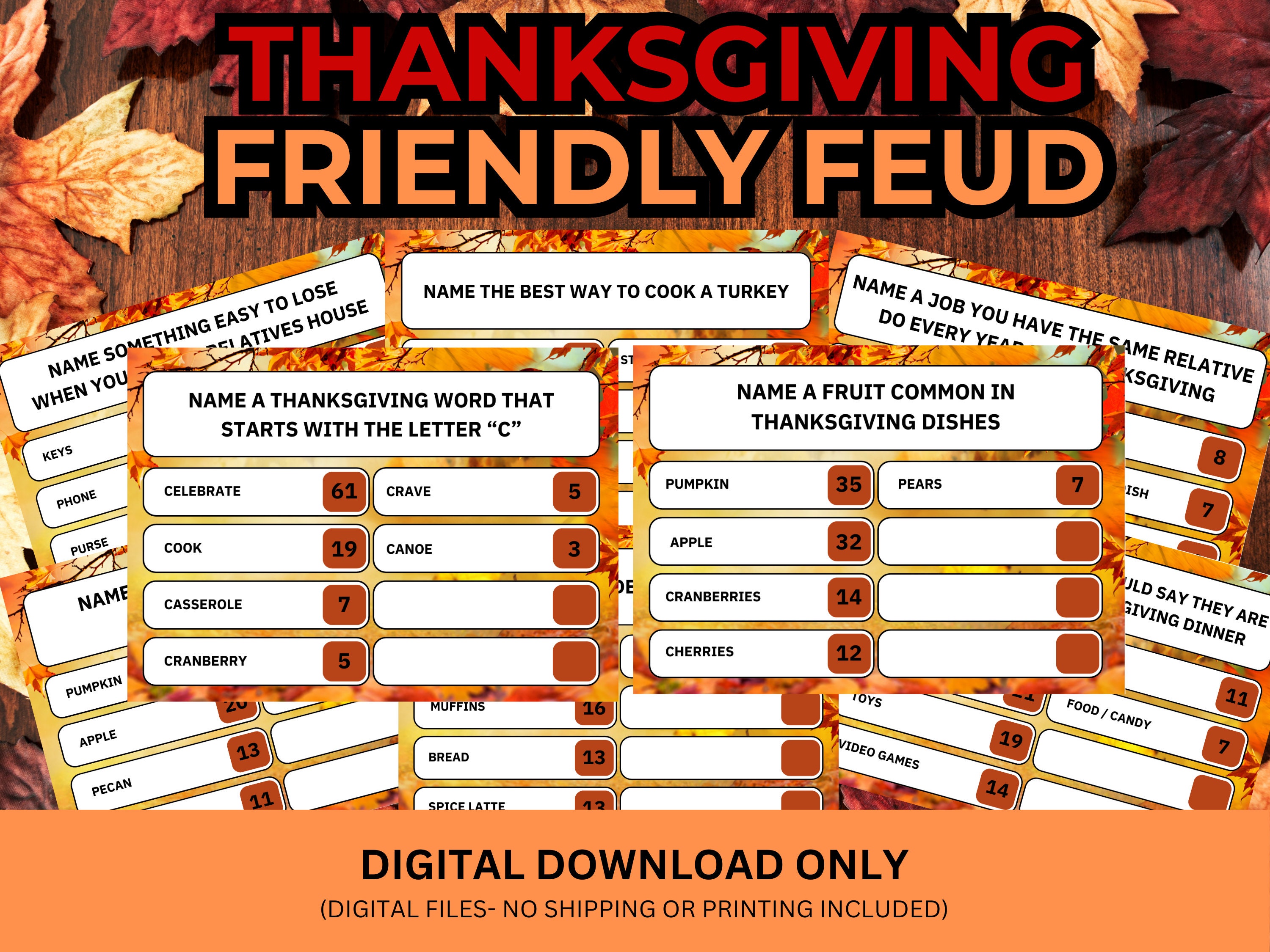 Printable Thanksgiving Feud Game | Thanksgiving Friendly Feud Game ...