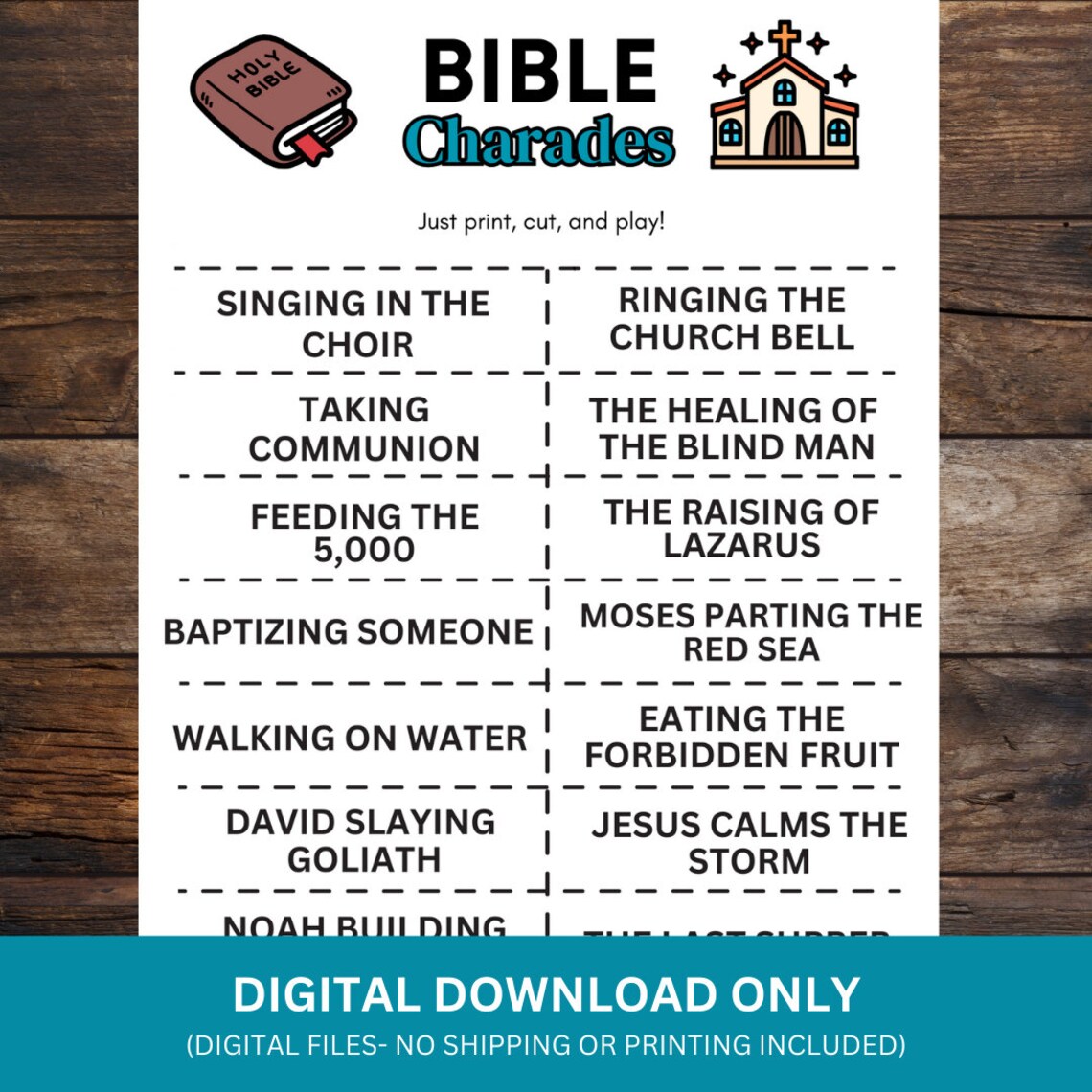 Printable Charades Bible Charades Bible Game Bible Charades Game ...