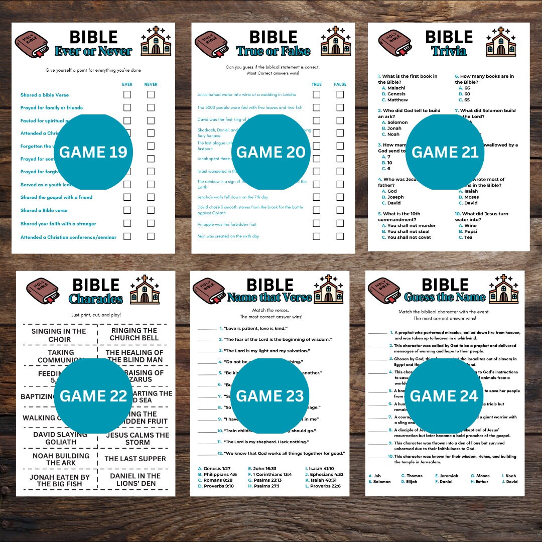 Printable Bible Games Bundle, Bible Trivia, Bible Games for Adults ...