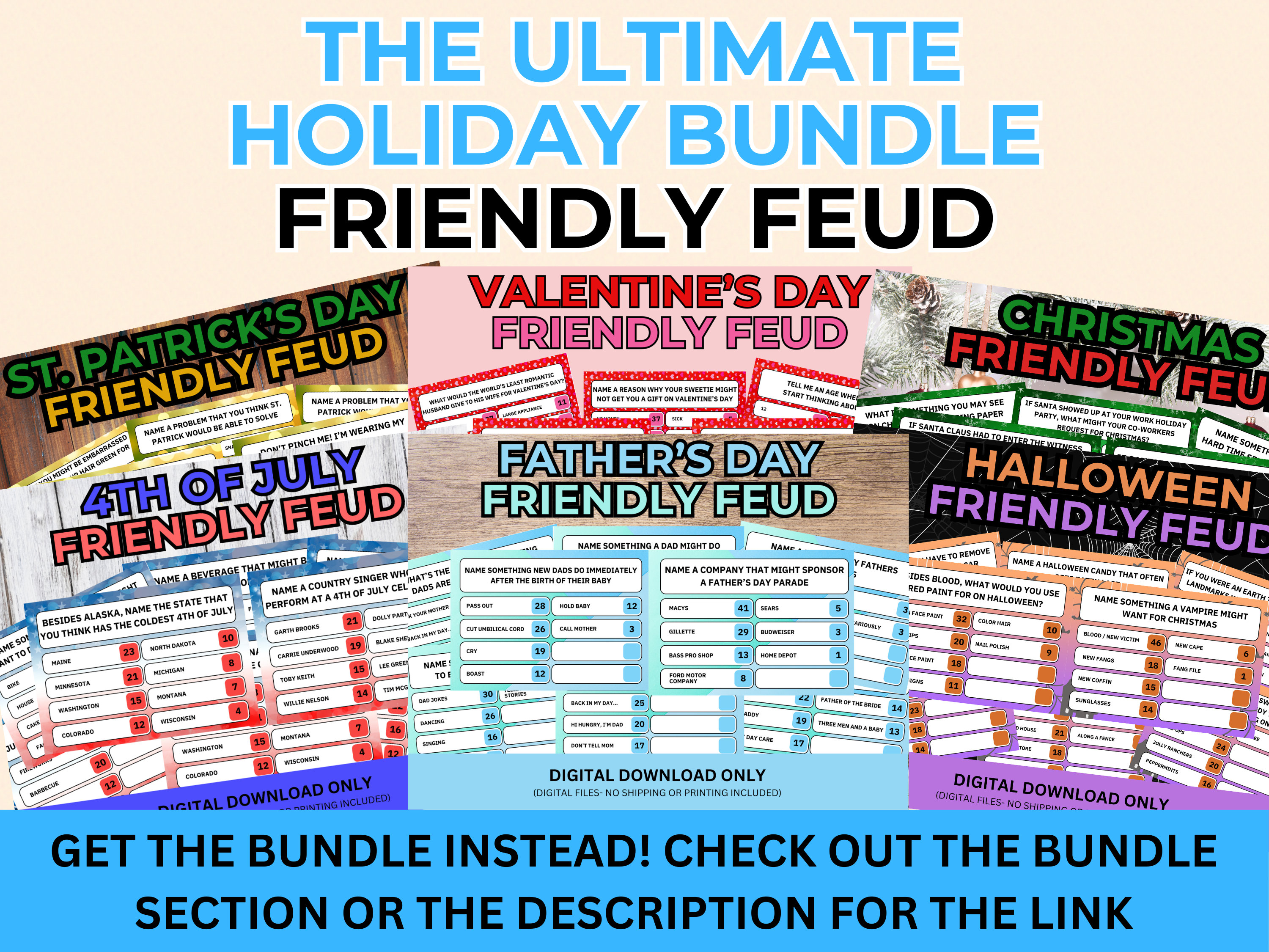 Printable New Years Friendly Feud Game | New Years Party Game Printable ...