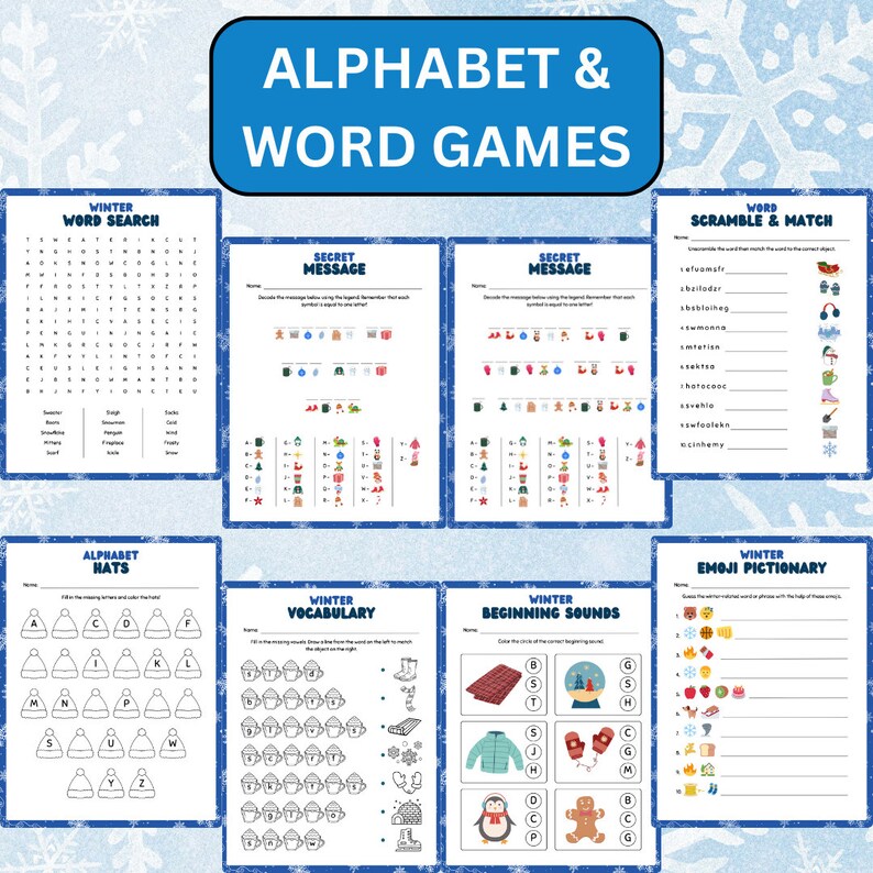 Printable Winter Activity Bundle | Coloring Pages | Word Search | Word ...