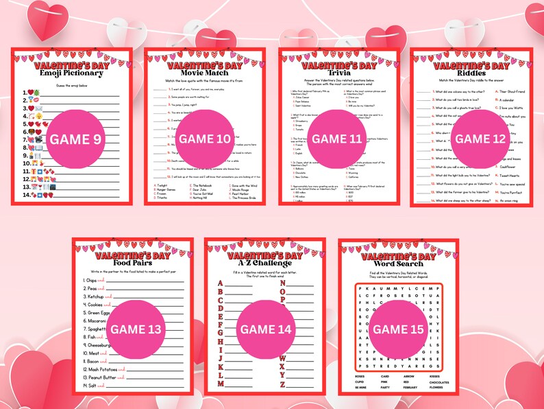 Printable Valentine's Day Games Bundle | Valentines Party Game Package ...