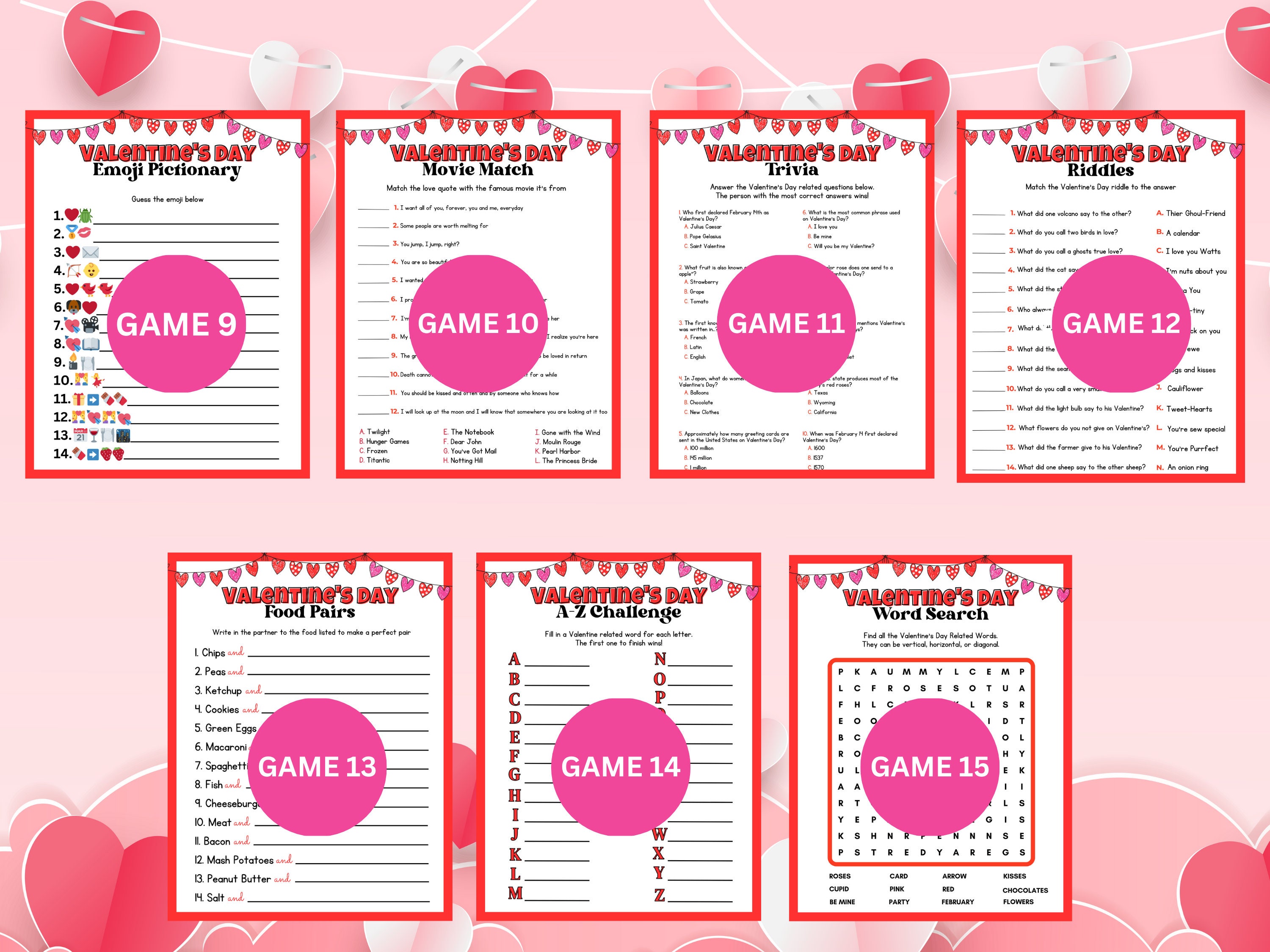 Printable Valentine's Day Games Bundle | Valentines Party Game Package ...