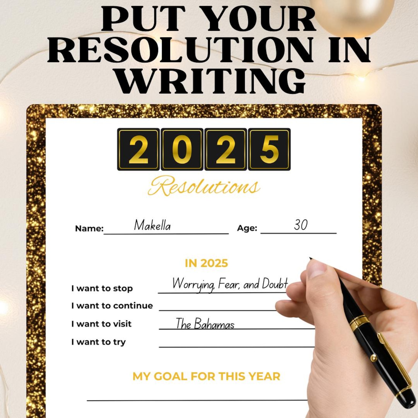 Printable New Years 2024 Year in Review 2025 Resolutions Printable 2025 ...