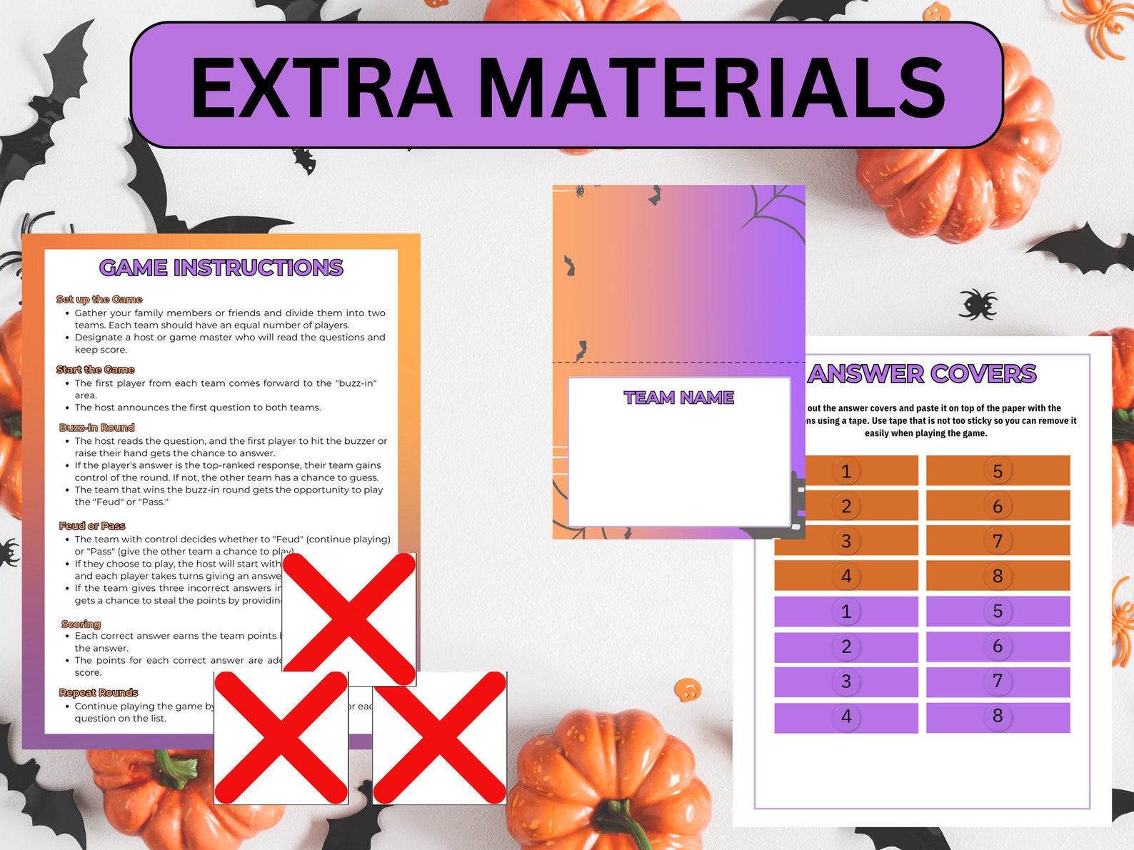 Printable Halloween Feud Game | Halloween Friendly Feud Game ...