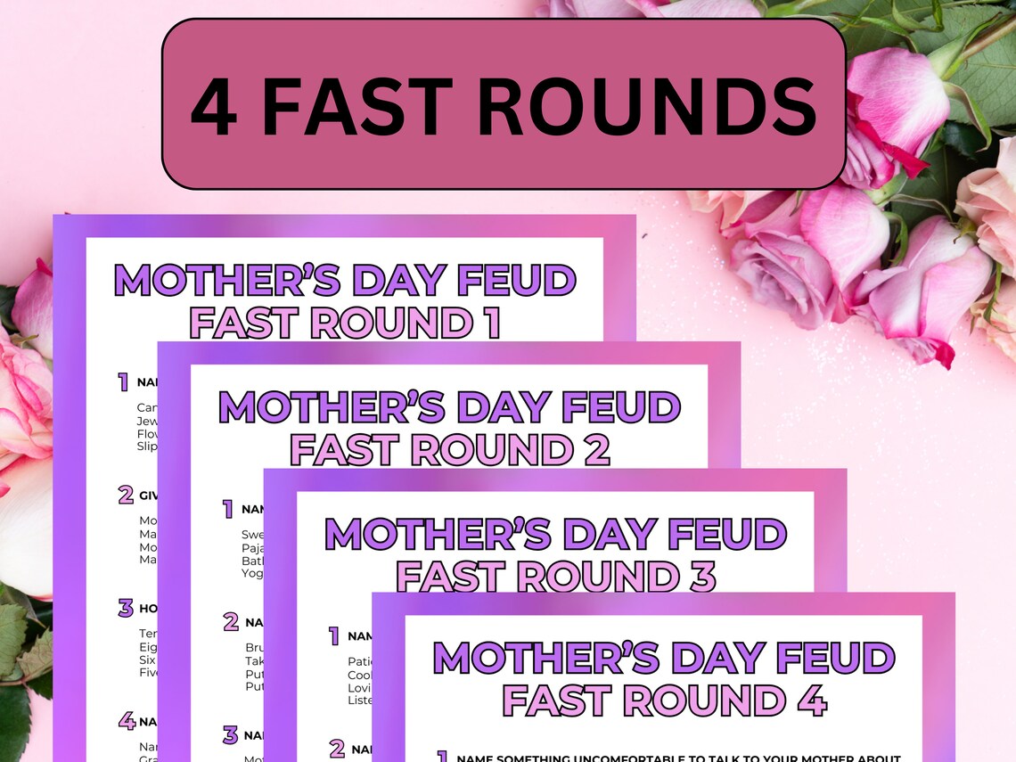 Printable Mother's Day Feud Game | Mother's Day Friendly Feud Game ...