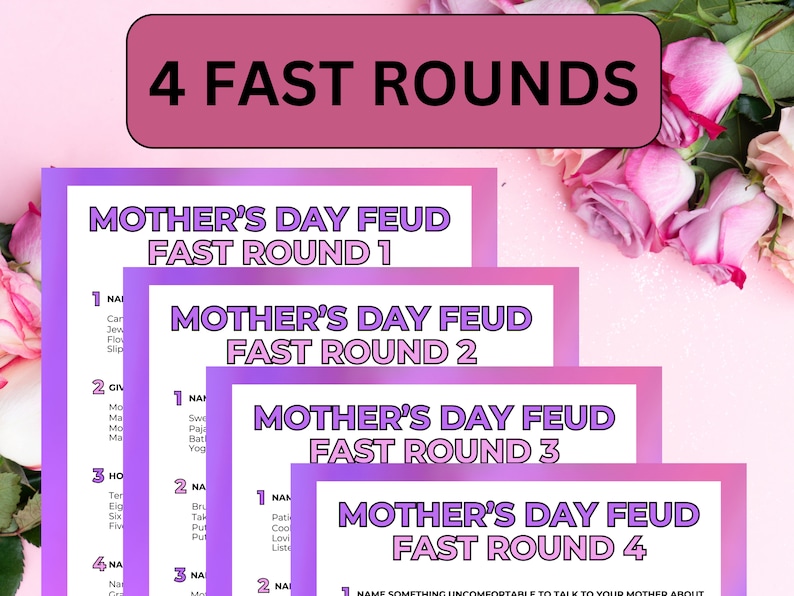 Printable Mother's Day Feud Game | Mother's Day Friendly Feud Game ...