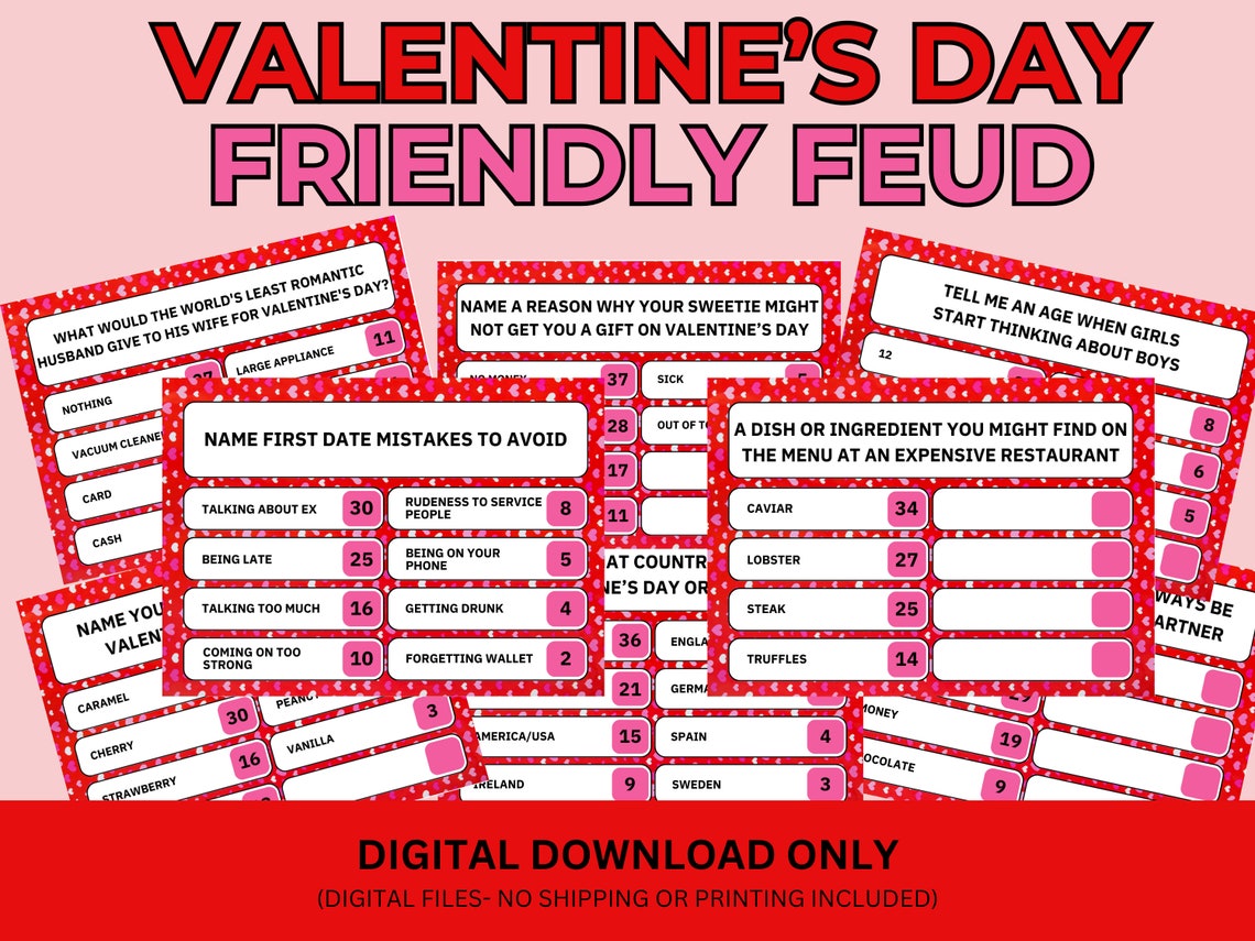 Valentine’s Day Feud Game | Couples Quiz Trivia Night | Family Feud ...