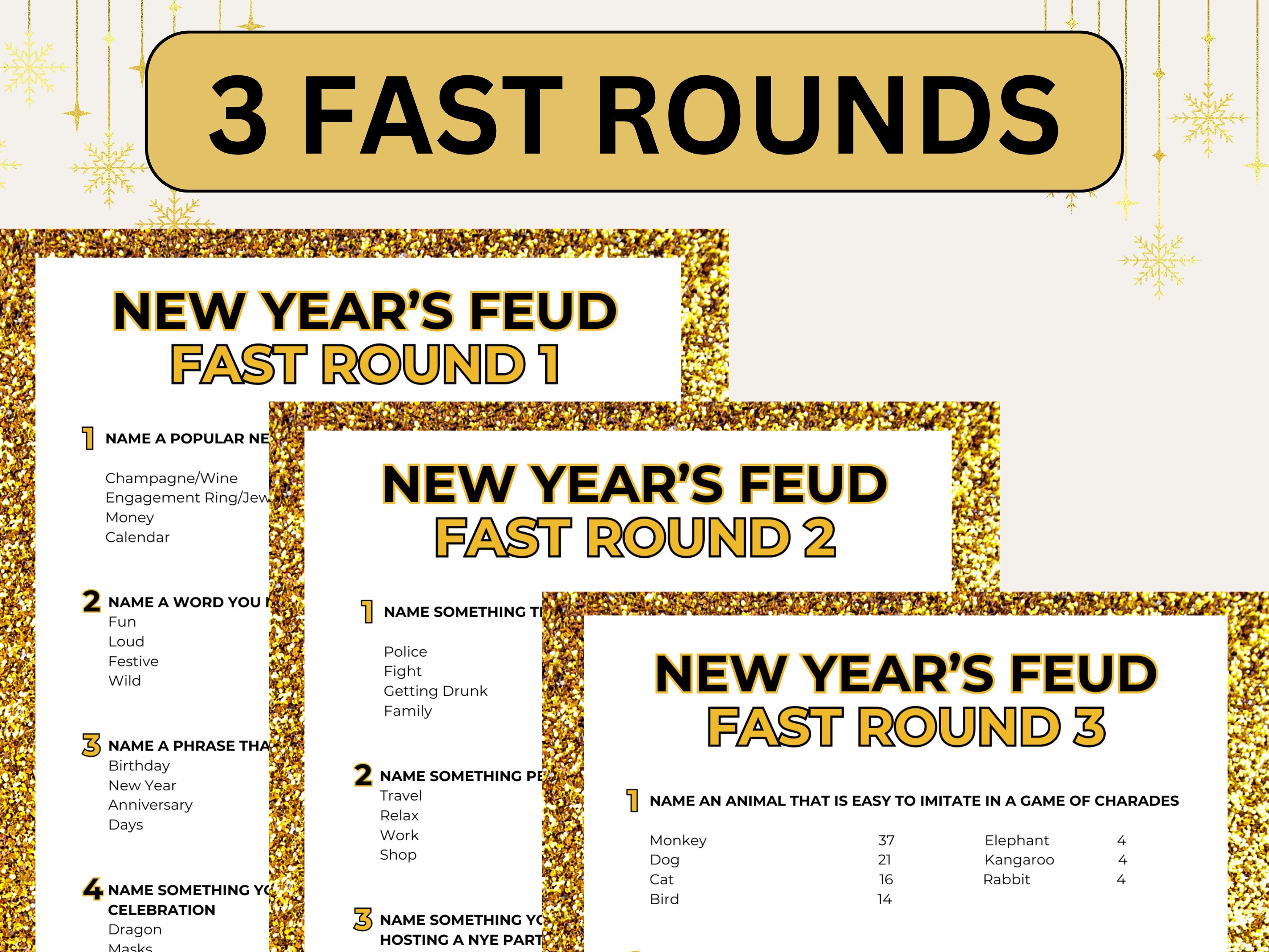 Printable New Years Friendly Feud Game | New Years Party Game Printable ...
