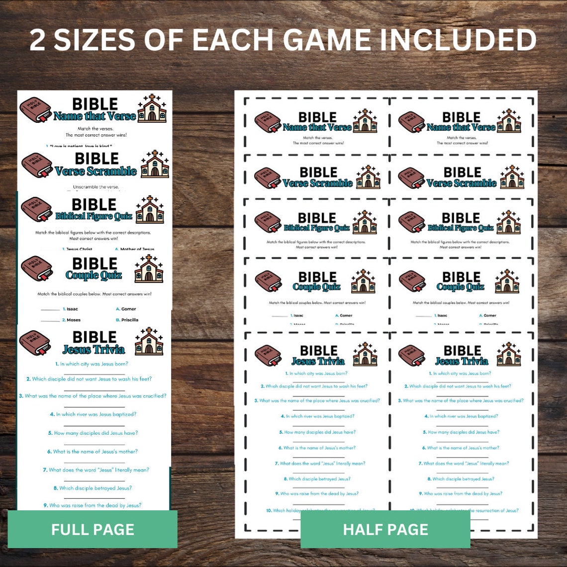 Printable Bible Games Bundle, Bible Trivia, Bible Games for Adults ...