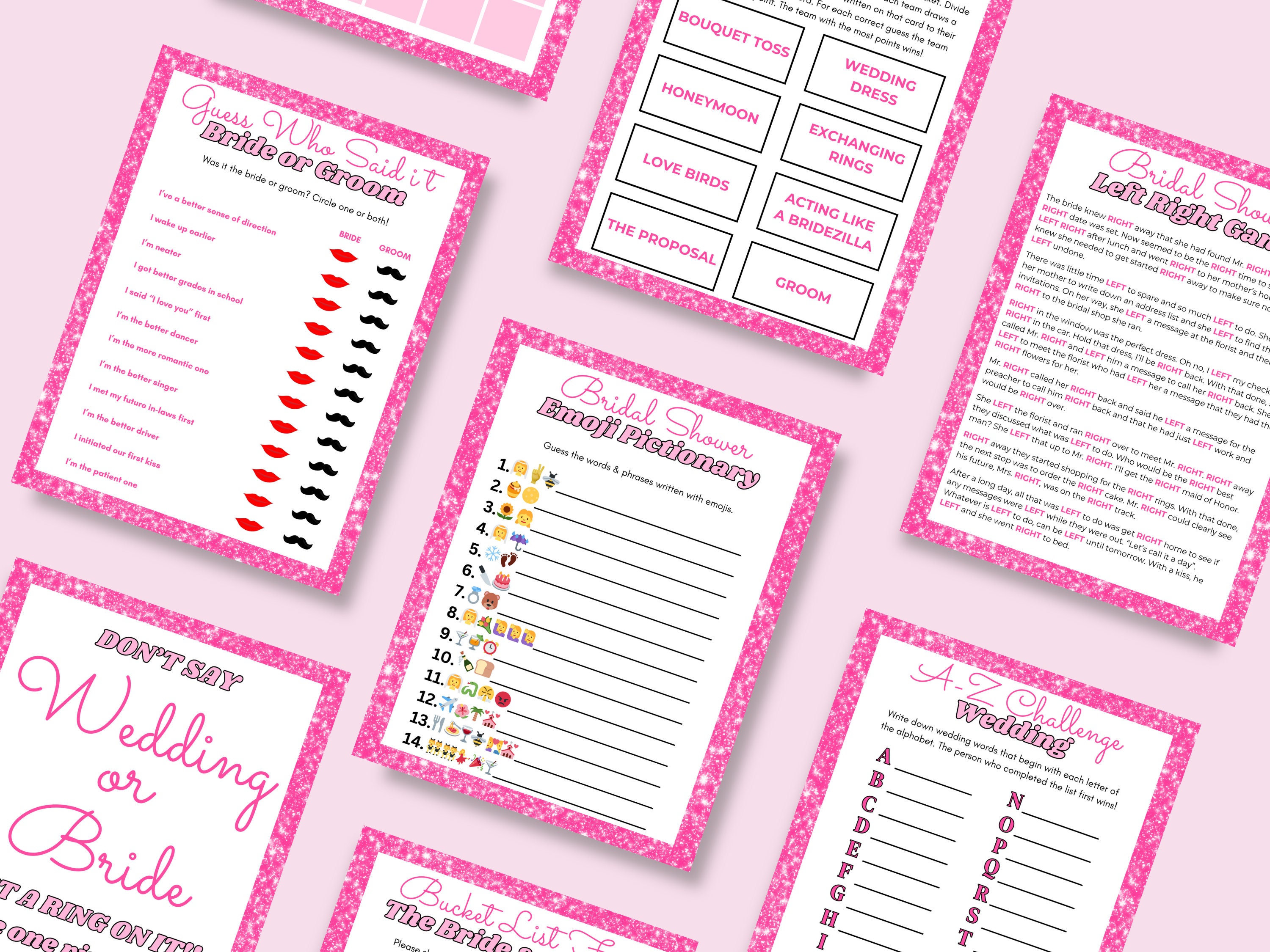 Bridal Shower Games Bundle | Printable Bridal Shower | Package Games ...